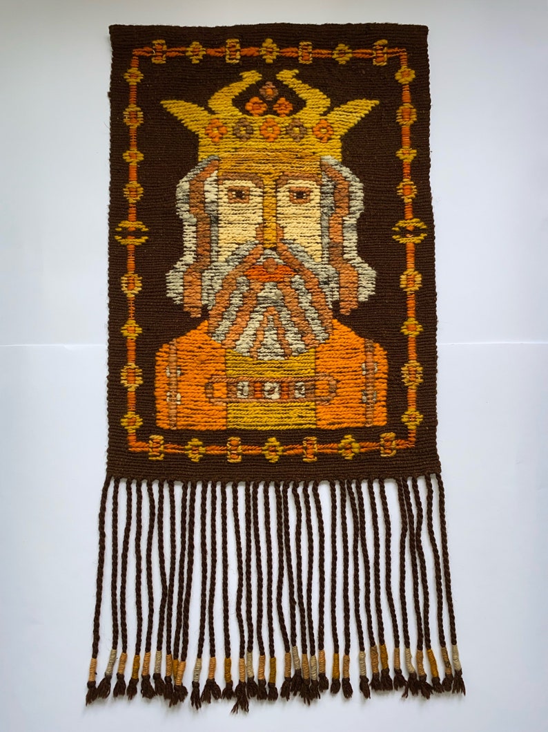 Handwoven Kilim Cepelia From Poland With Regal Portrait - Rustic Brown ...