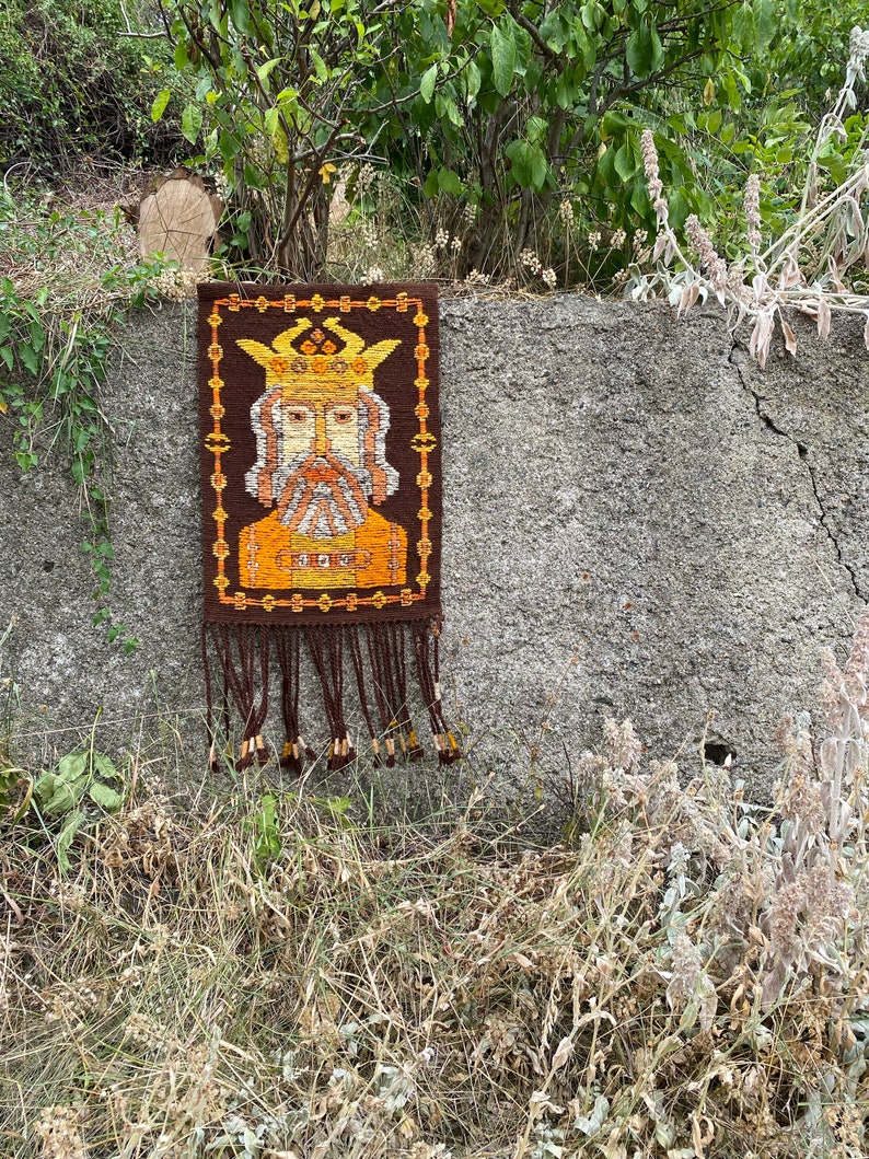 Handwoven Kilim Cepelia From Poland With Regal Portrait - Rustic Brown ...