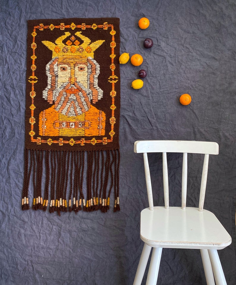 Handwoven Kilim Cepelia From Poland With Regal Portrait - Rustic Brown ...