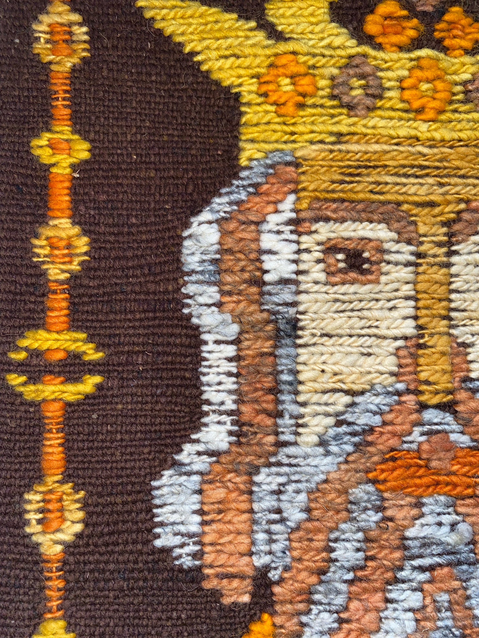 Handwoven Kilim Cepelia From Poland With Regal Portrait - Rustic Brown ...