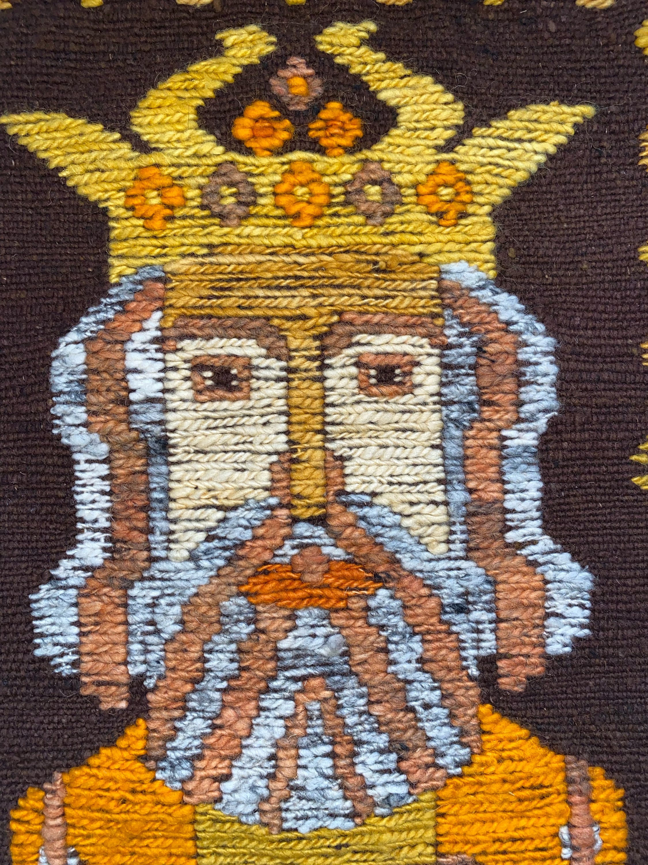 Handwoven Kilim Cepelia From Poland With Regal Portrait - Rustic Brown ...
