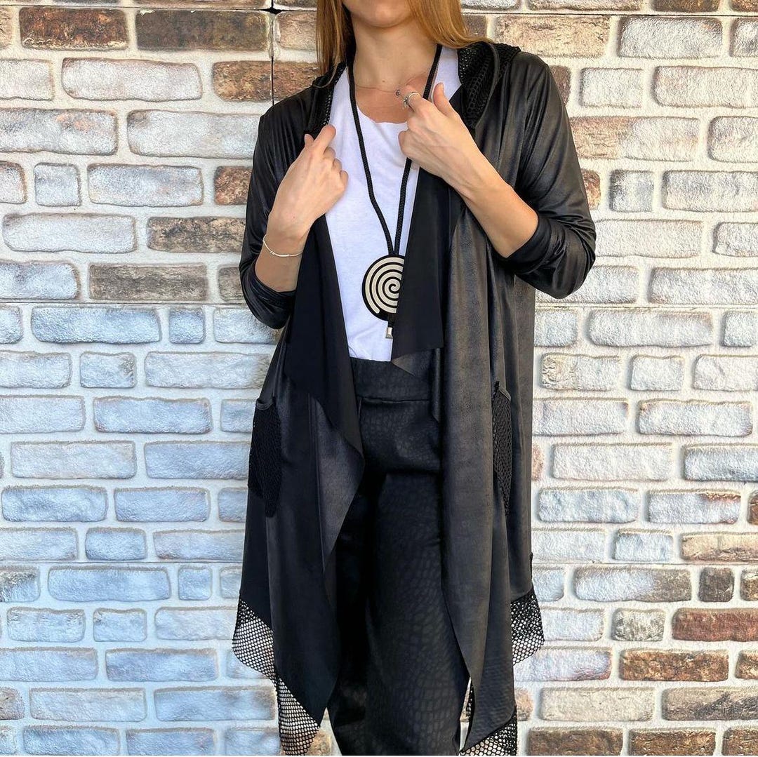 Combination of Fake Leather and Mesh Fabric. One Size for All. Lady in ...