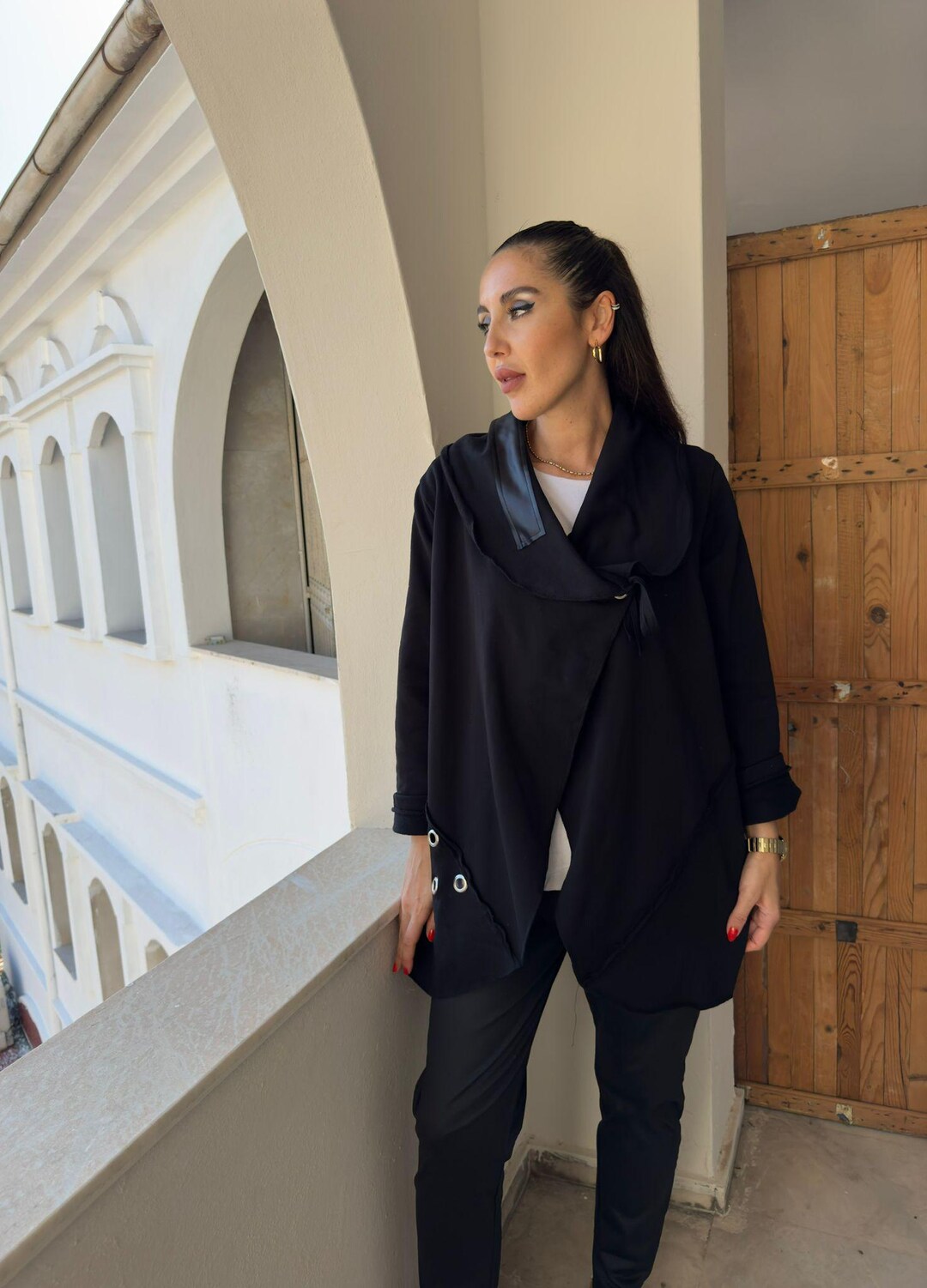 Customizable Heavy Jersey Cardigan With Faux Leather Details - Etsy