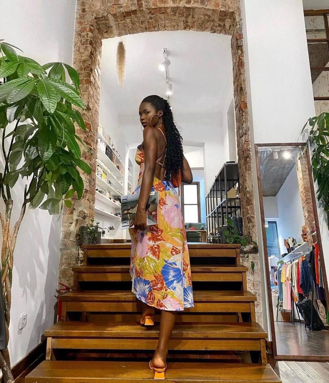 Allover Printed Dress, Open Neck, Lightweight Dress, Casual, Summer ...