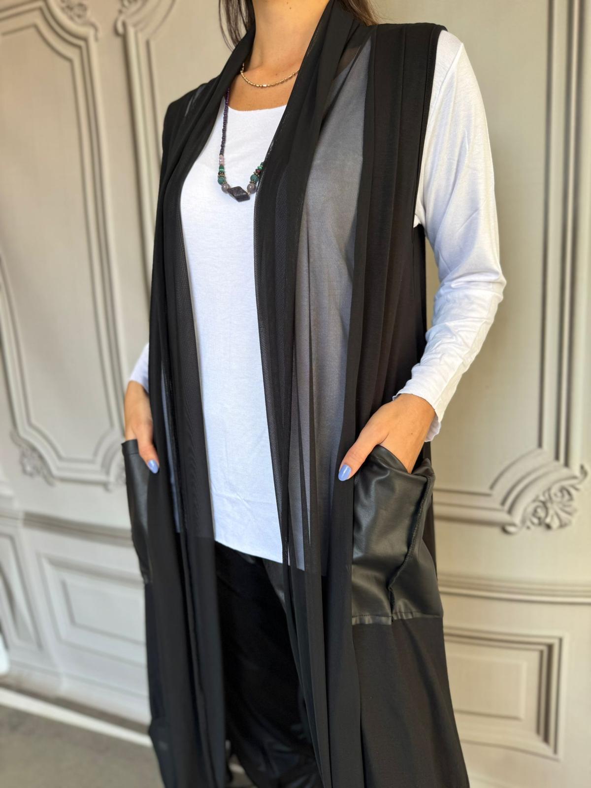 Long Vest for Women. Made of Lace and Faux Leather. - Etsy