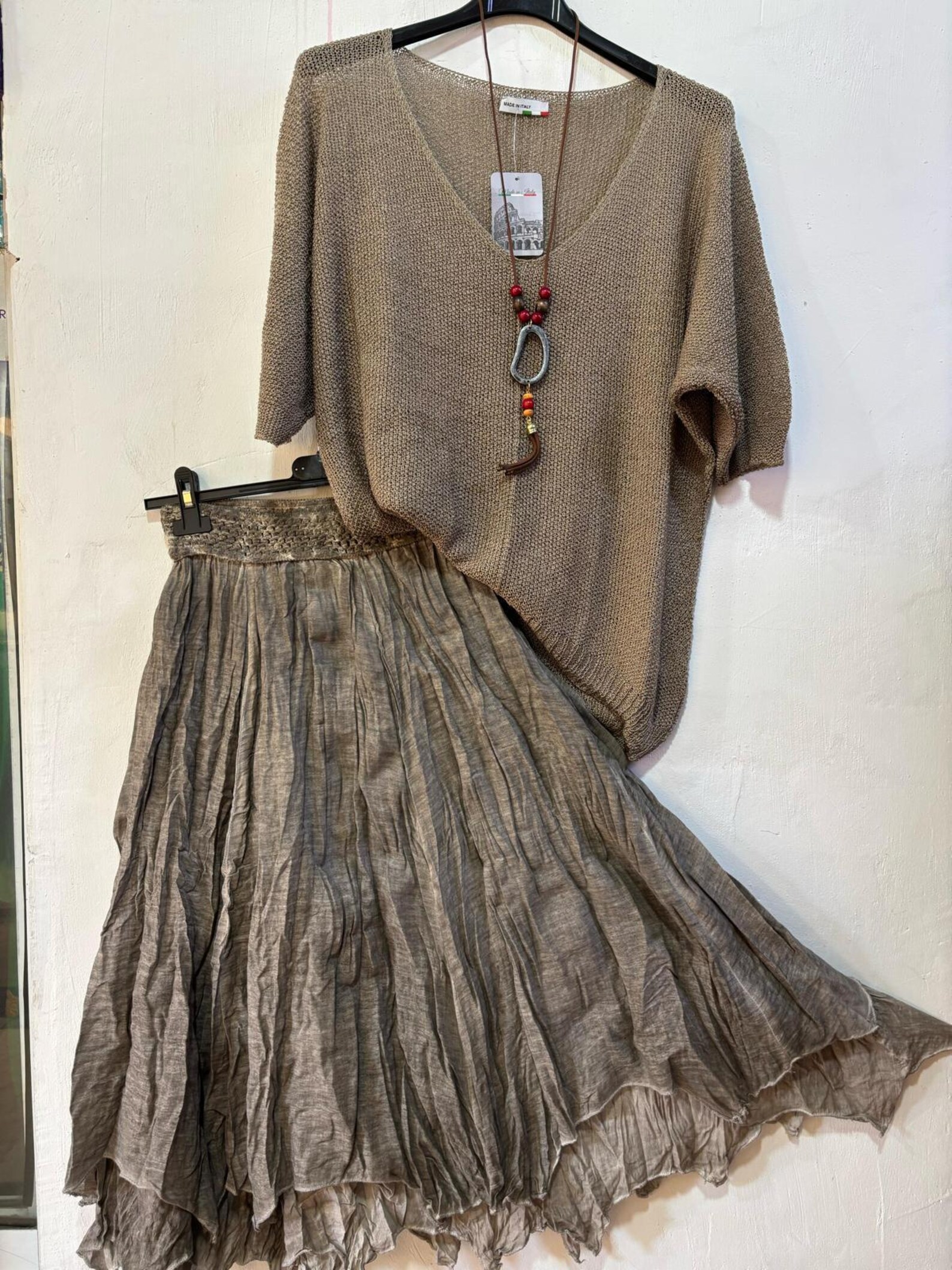 Authentic Look Skirt and Blouse Combine Set. Made of Cotton Linen Blend ...