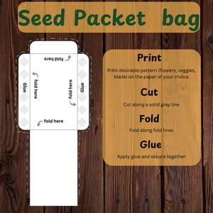 Printable Seed Packet Template for Flowers and Vegetables DIY Seeds Bag ...