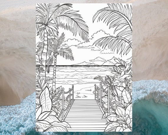 20 Pages Summer Coloring Book, Summer Beach Coloring Book, Summer ...