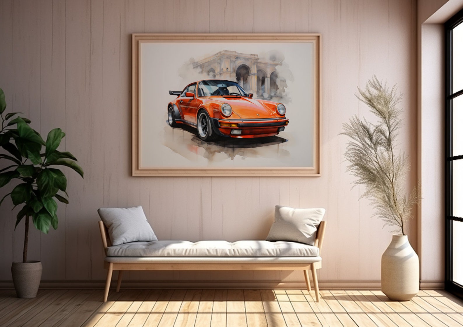 Watercolor Car Painting, Digital Car Print, Porsche 930 911 Turbo 1975 ...