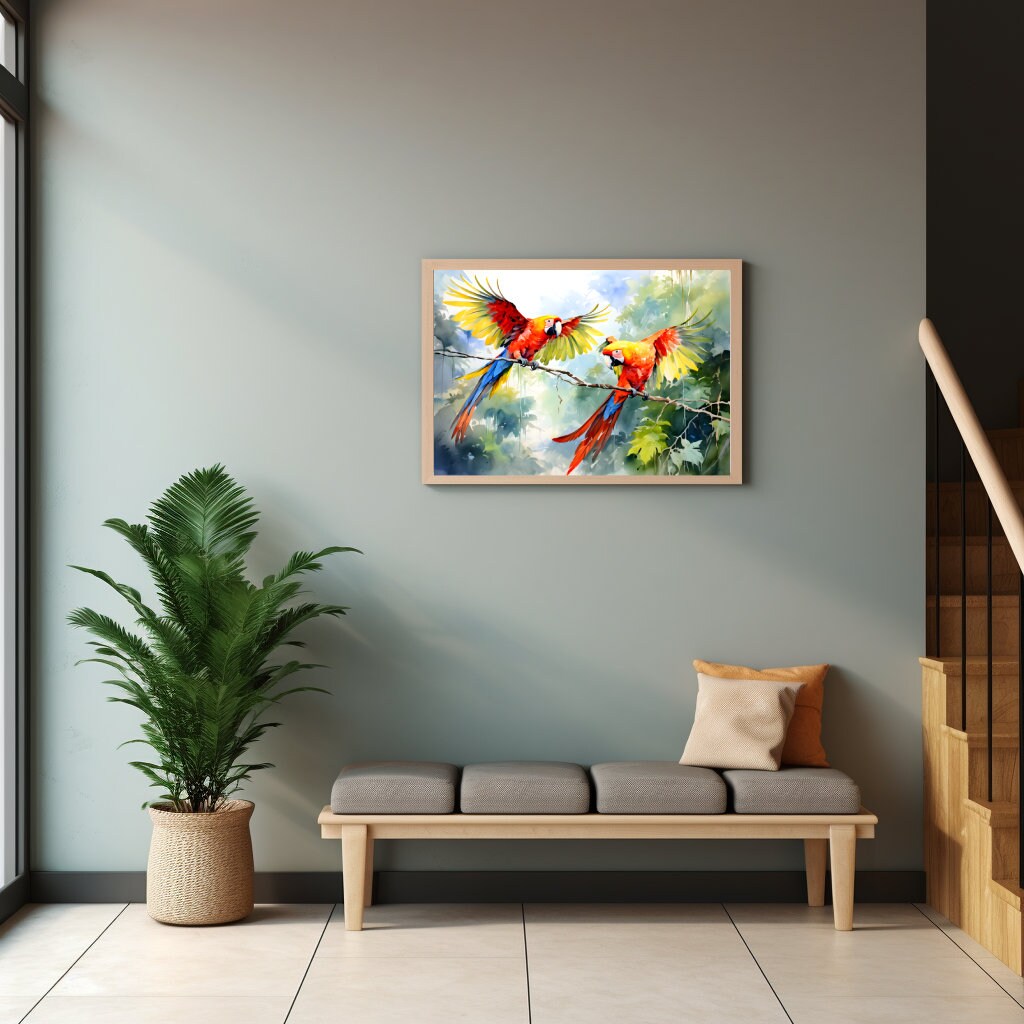 Macaws Watercolor Painting Digital Print Macaw Birds - Etsy