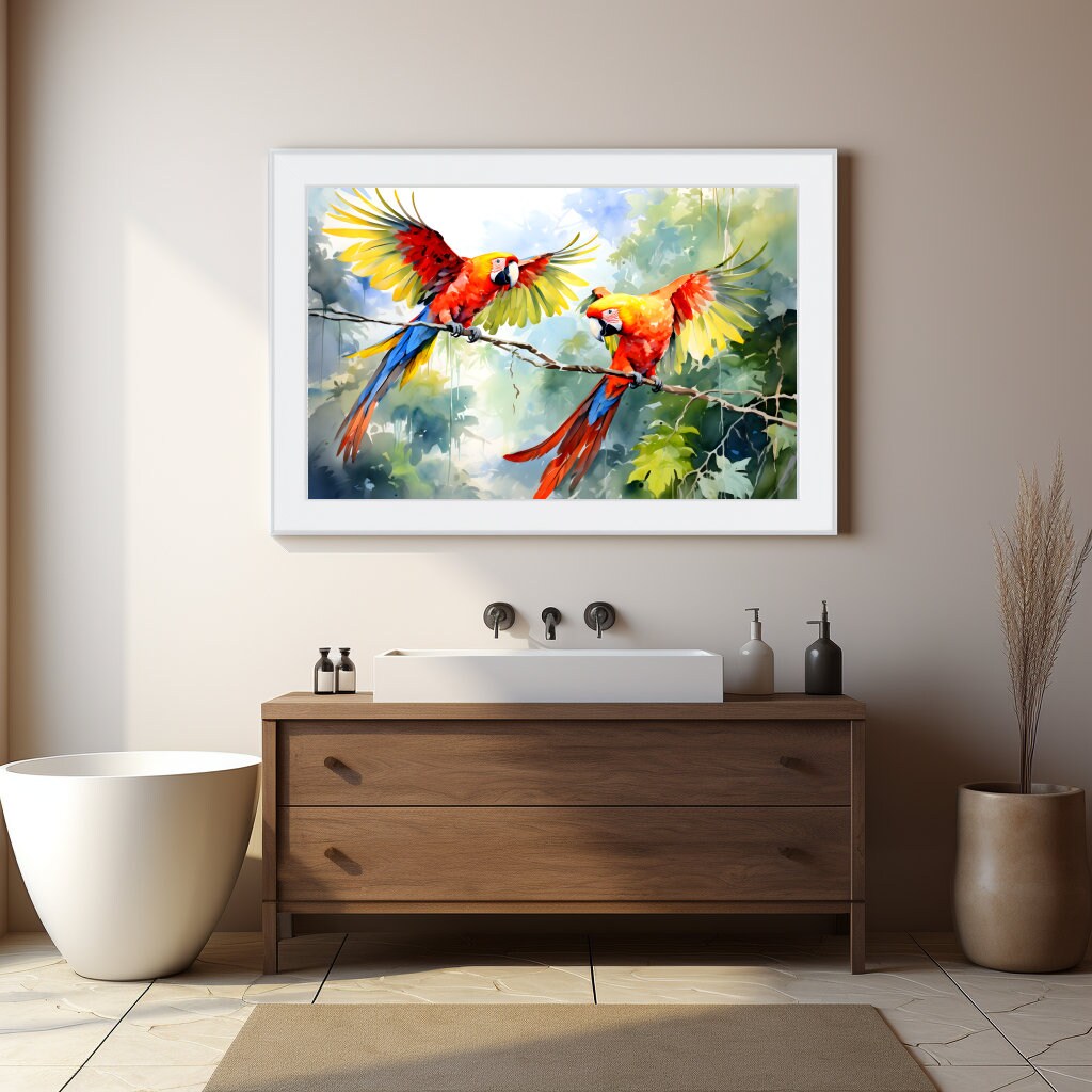 Macaws Watercolor Painting Digital Print Macaw Birds - Etsy