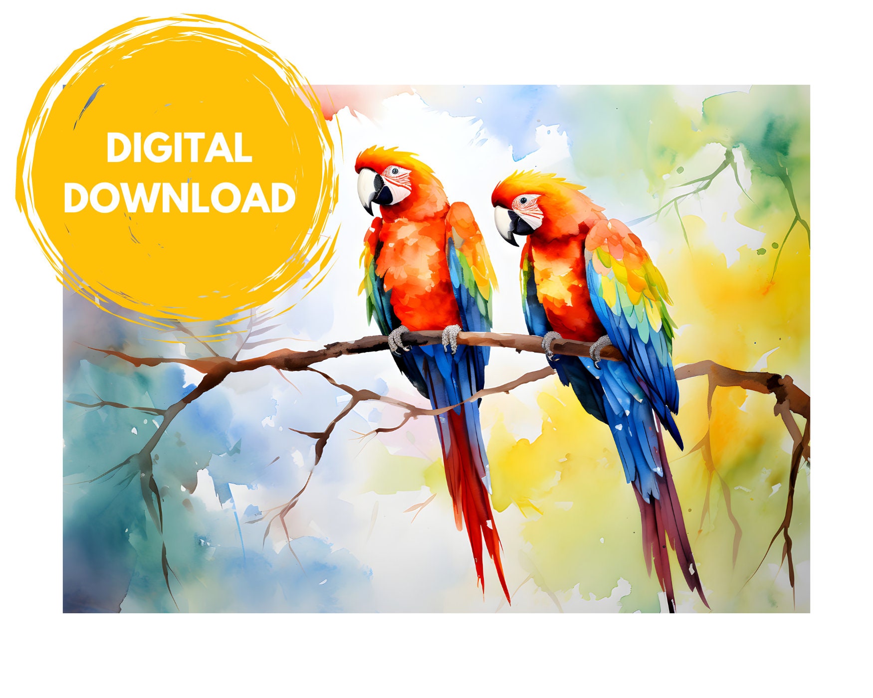 Macaws Watercolor Painting Digital Print Macaw Birds - Etsy