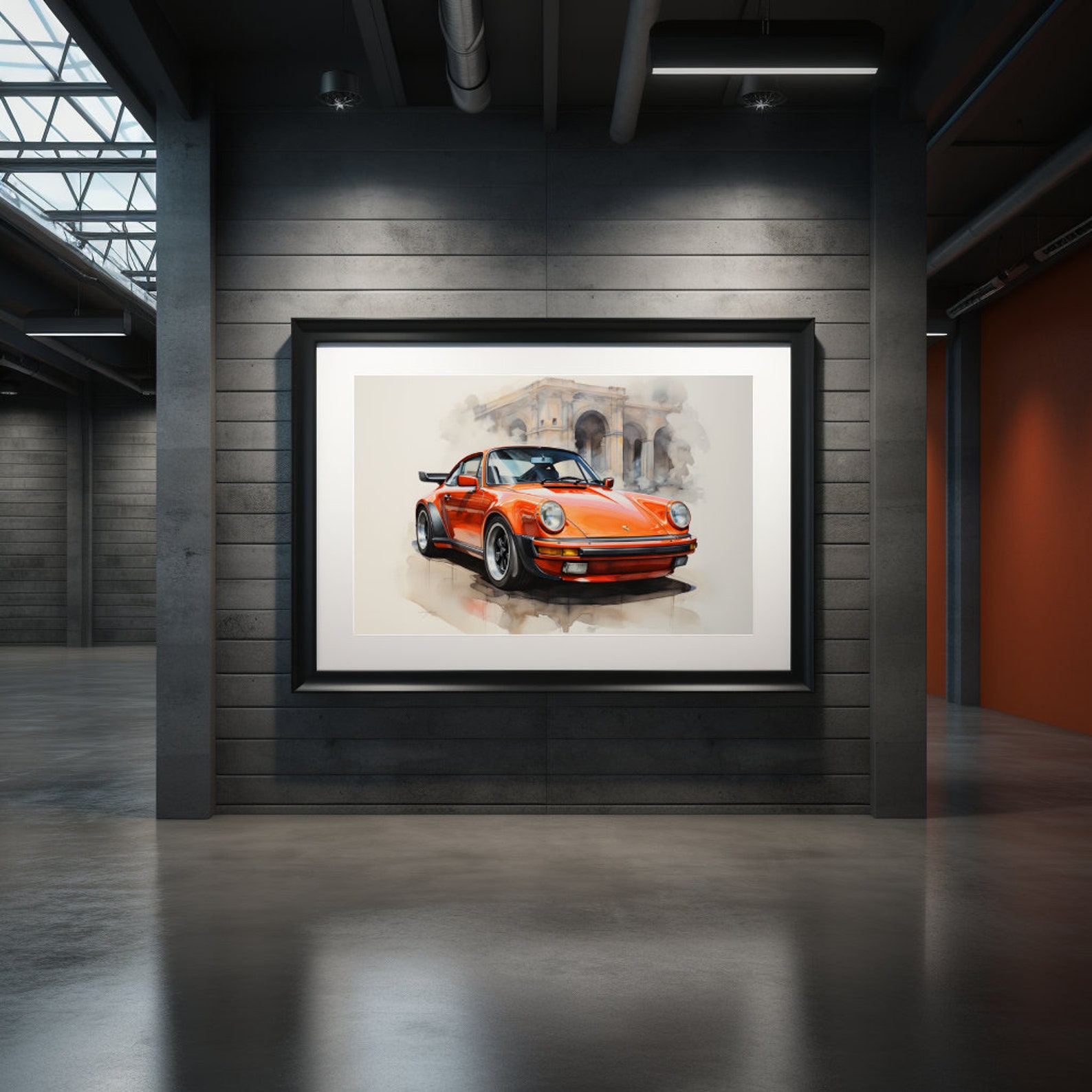 Watercolor Car Painting, Digital Car Print, Porsche 930 911 Turbo 1975 ...