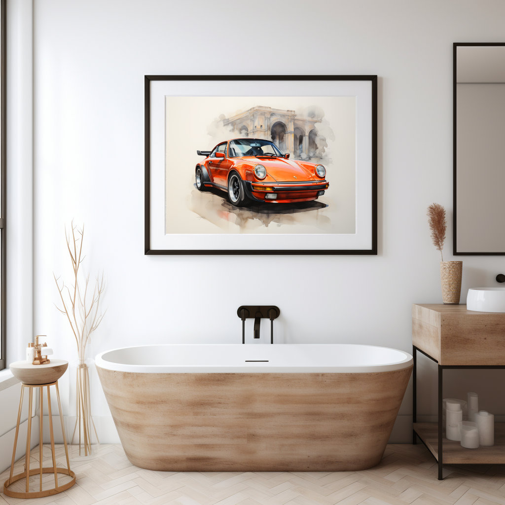 Watercolor Car Painting, Digital Car Print, Porsche 930 911 Turbo 1975 ...