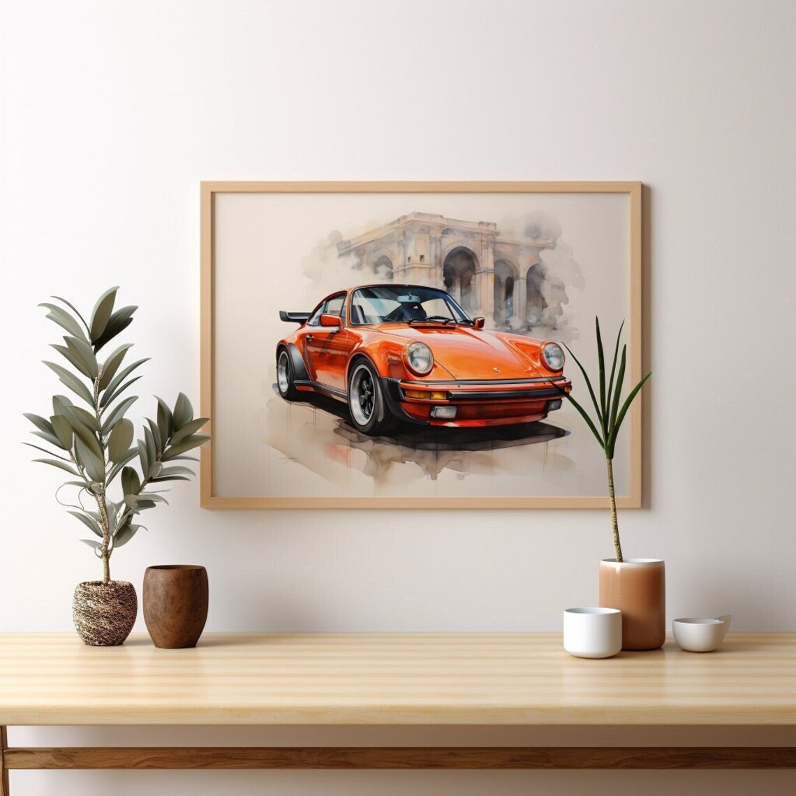 Watercolor Car Painting, Digital Car Print, Porsche 930 911 Turbo 1975 ...