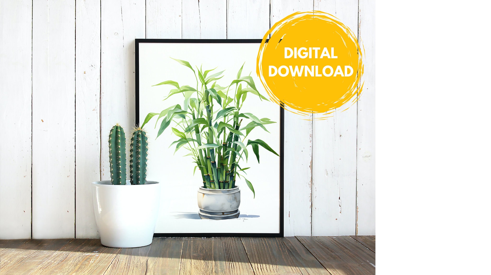 Digital Plants Wall Art, Watercolor Botanicals Painting, Minimalist ...