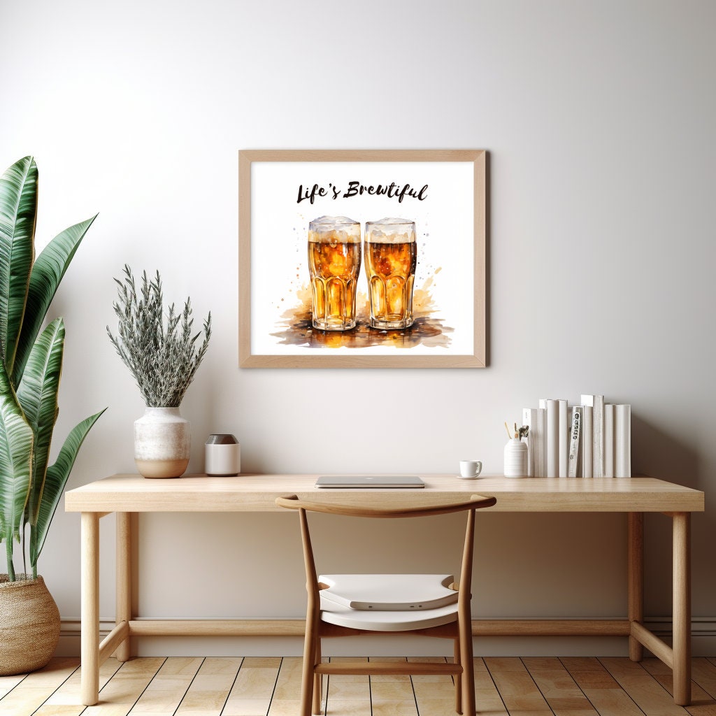 Funny Beer Poster, Watercolor Beer Painting, Digital Download, Wall Art ...