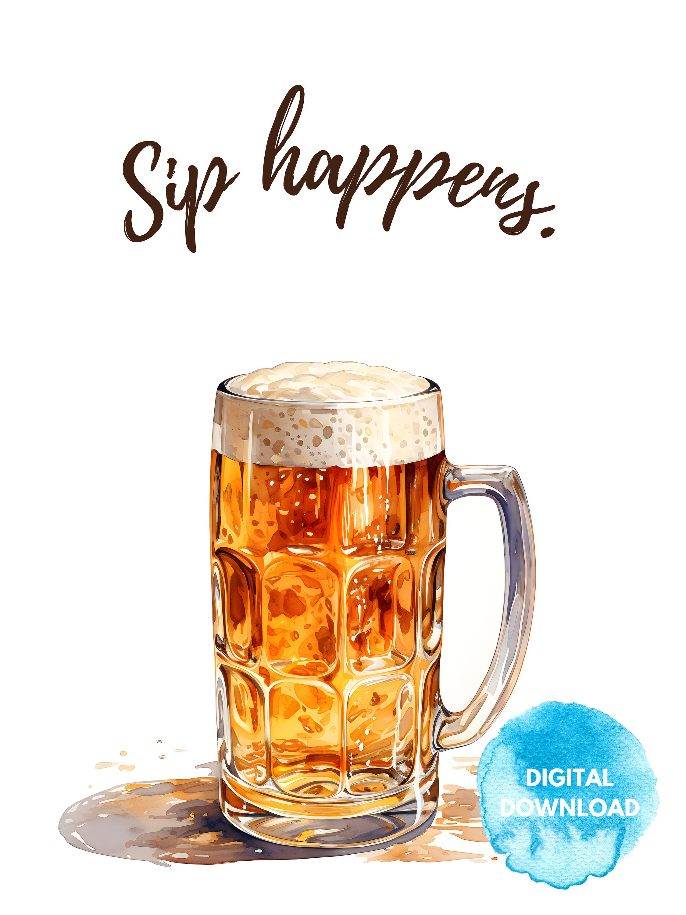 Funny Beer Poster Watercolor Beer Painting Beer Digital - Etsy