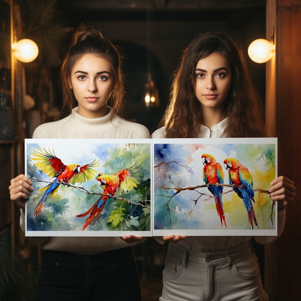 Macaws Watercolor Painting Digital Print Macaw Birds - Etsy