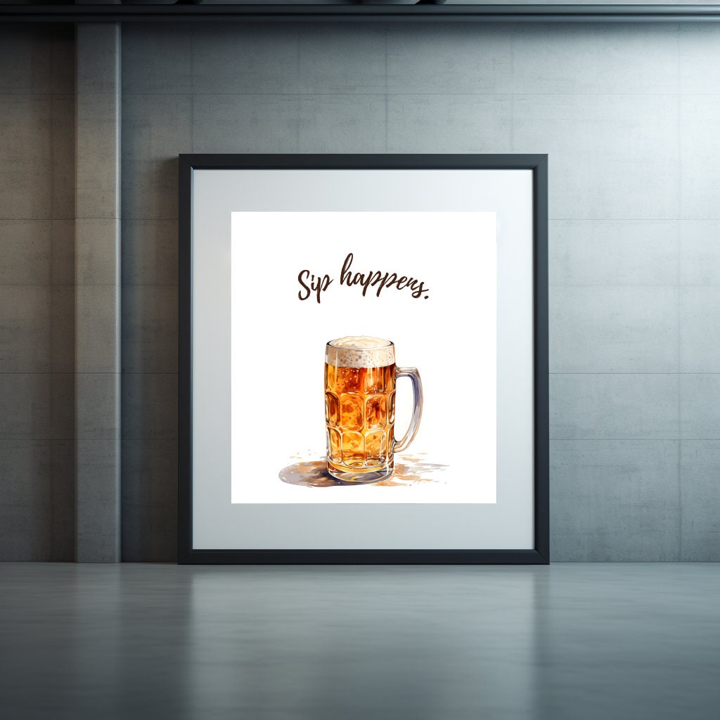 Funny Beer Poster Watercolor Beer Painting Beer Digital - Etsy
