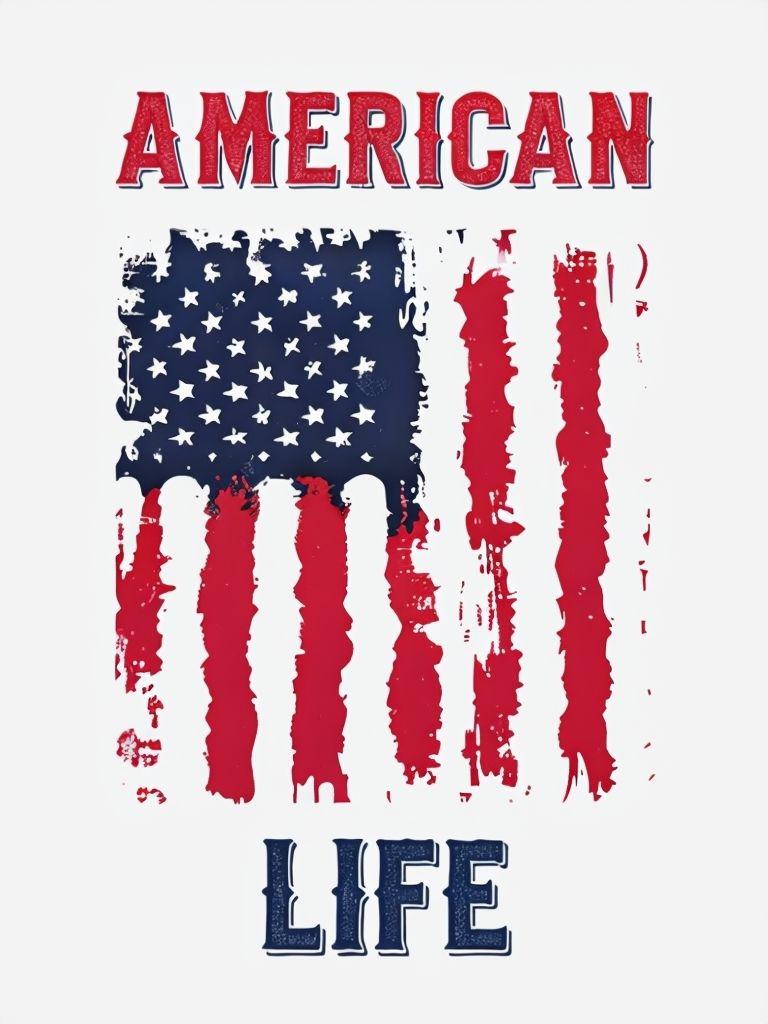 Distressed American Flag Print T-shirt | Vintage Style Tee for ...