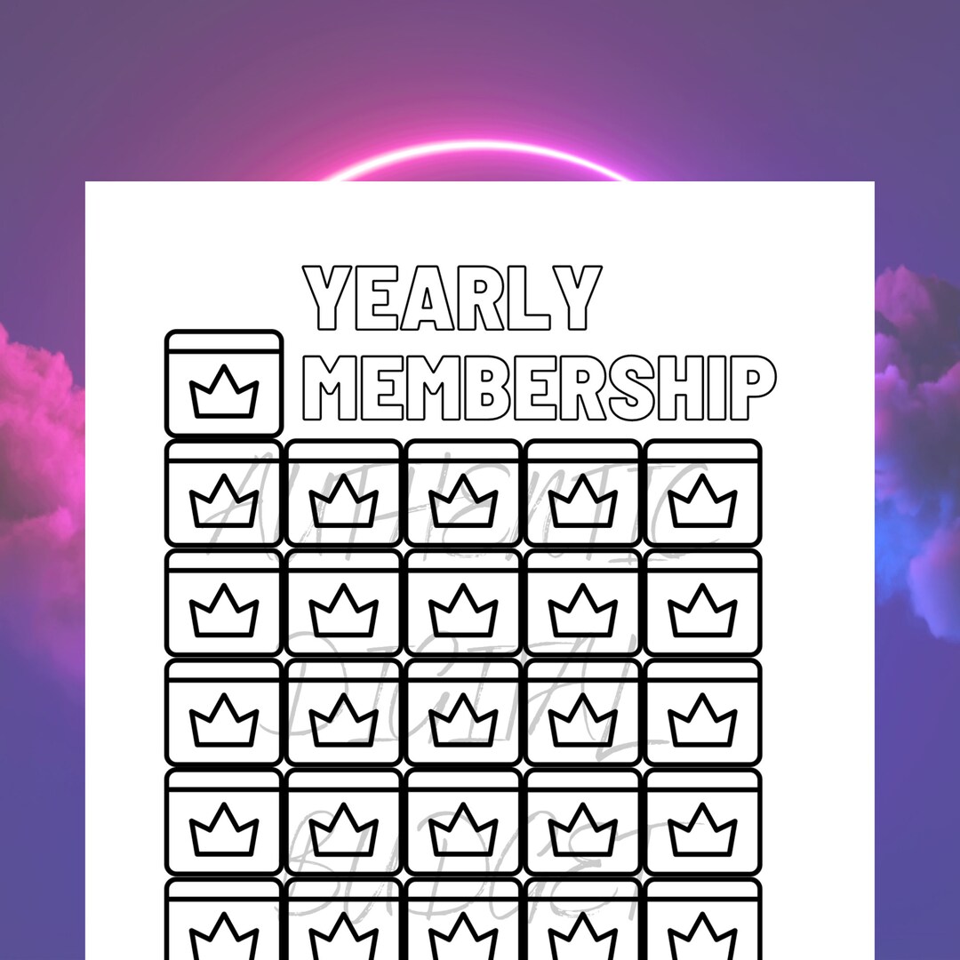 Yearly Memberships Digital Download Printable - Etsy