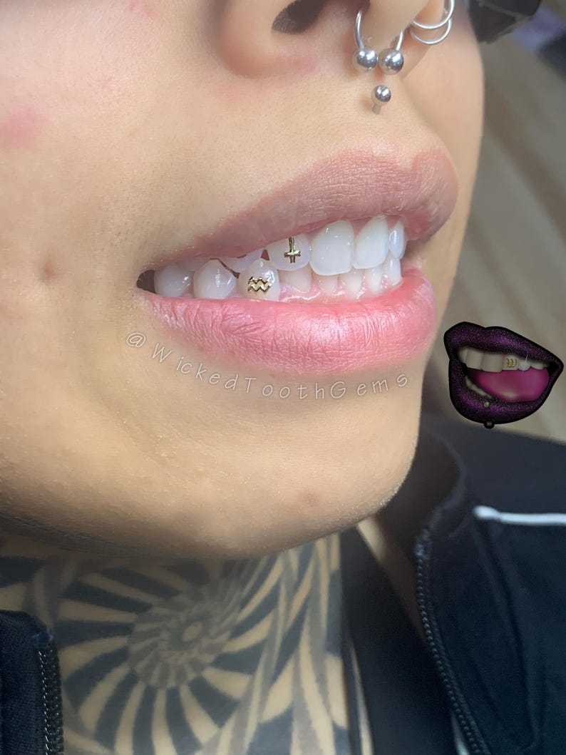 18k Gold Horoscope Tooth Gem - Etsy