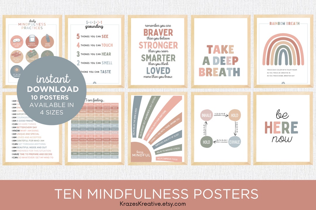 Mindfulness Mental Health Posters for Playroom Office Decor School ...