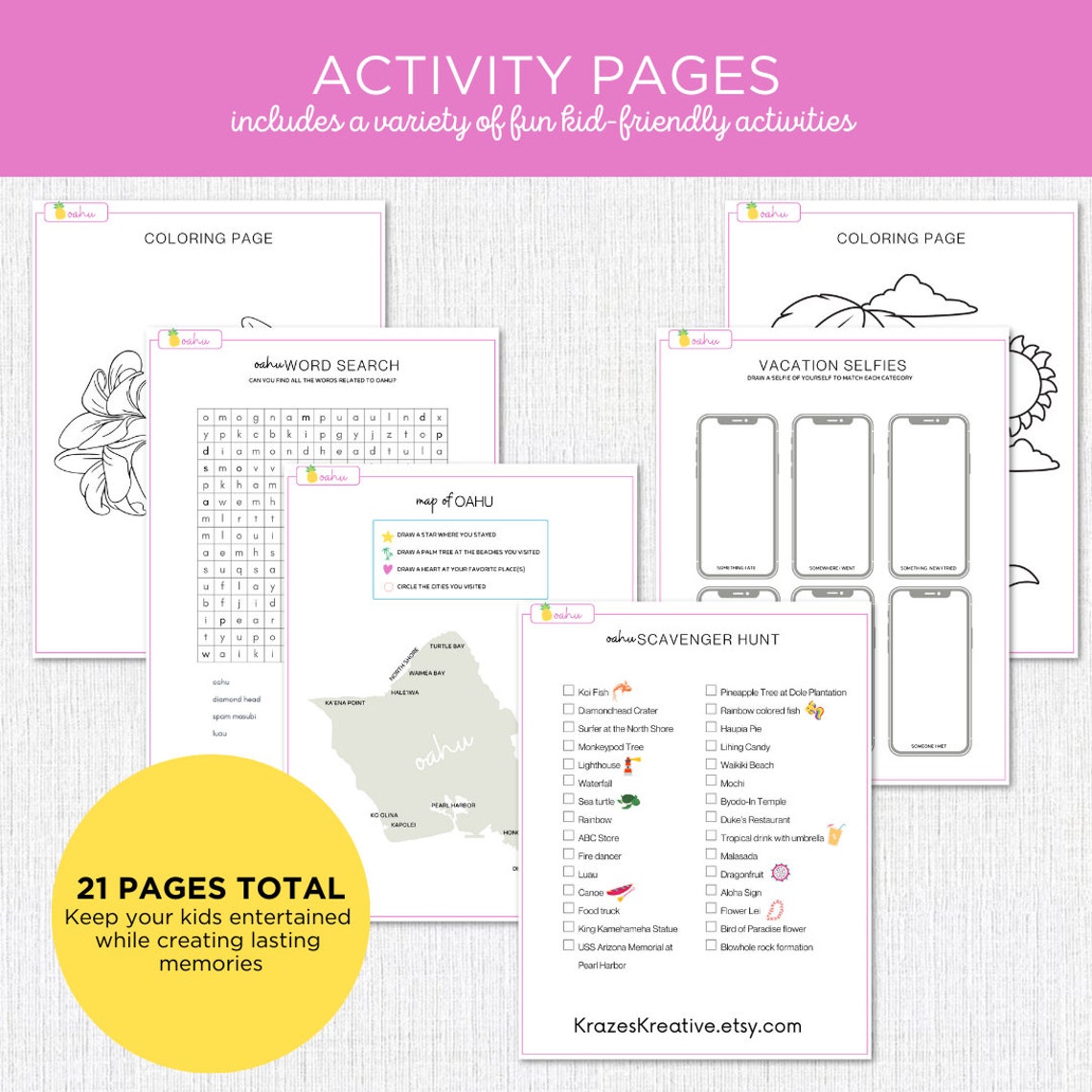 Oahu Hawaii Travel Journal for Kids and Teens Vacation Diary Printable ...
