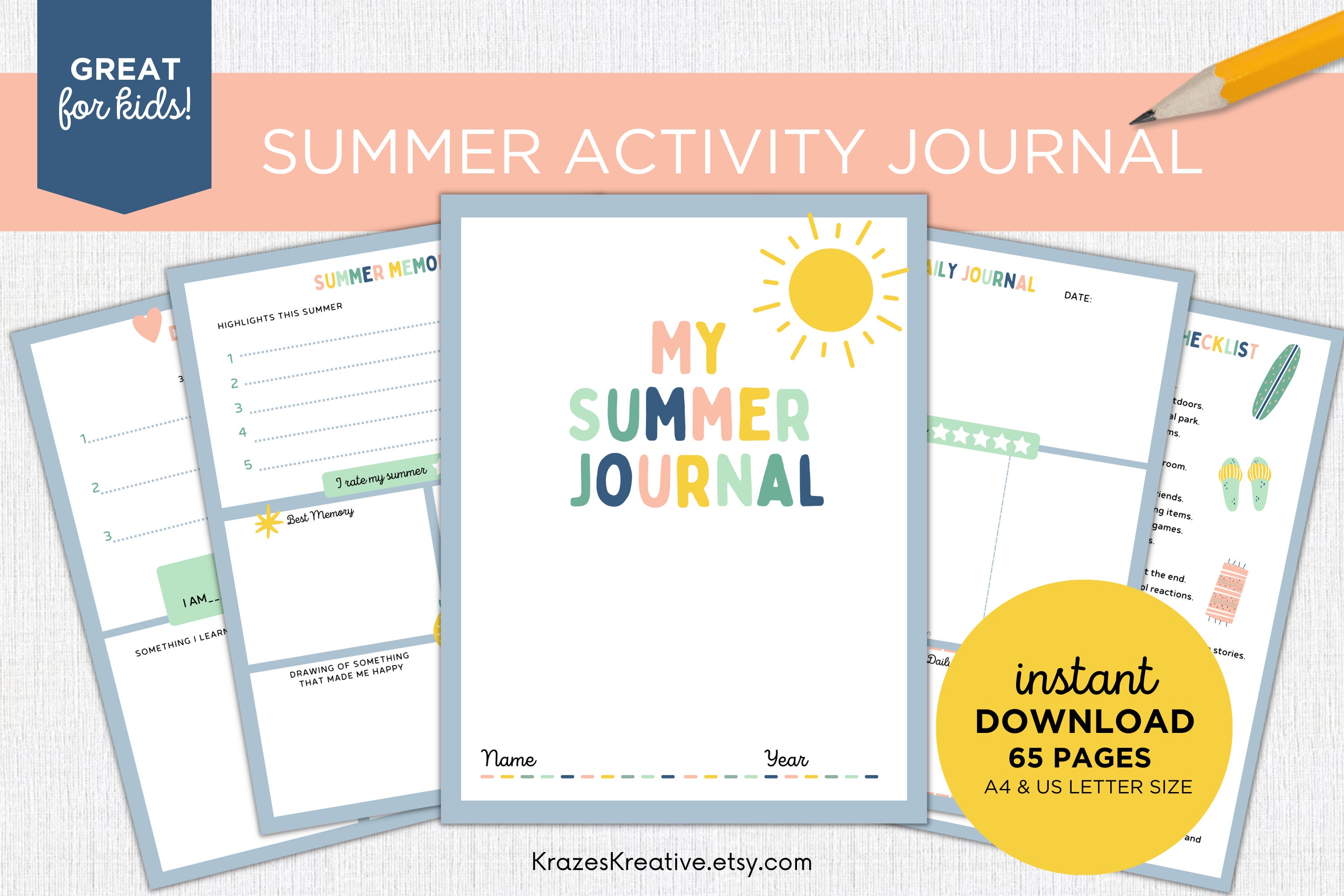 Summer Activity Journal for Kids Fun Kids Activities for Summer ...