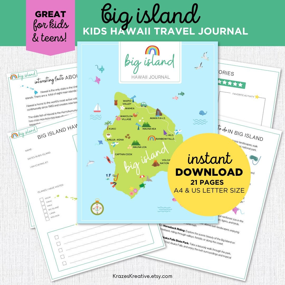 Big Island Hawaii Travel Journal for Kids and Teens Vacation Diary ...