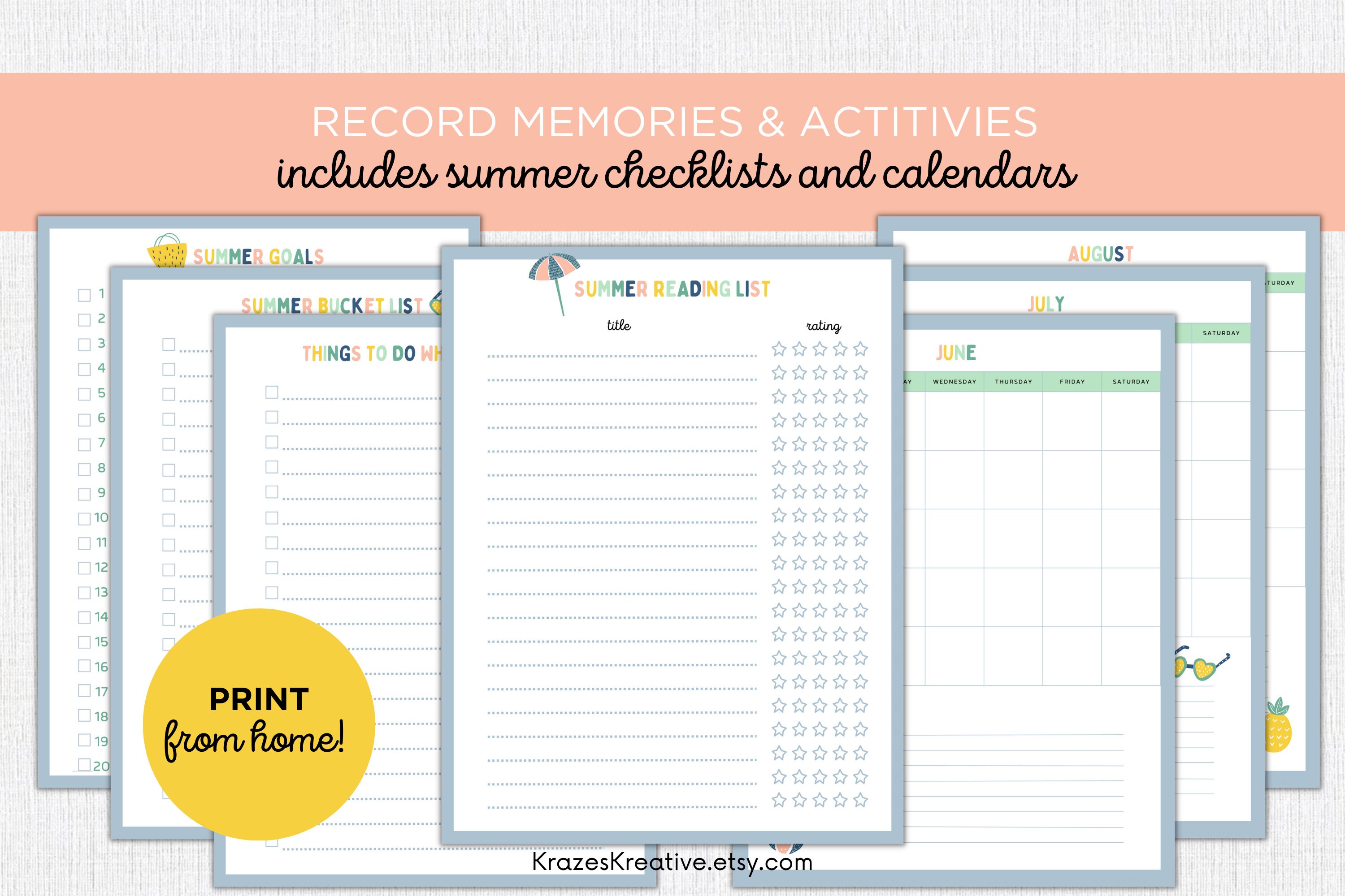Summer Activity Journal for Kids Fun Kids Activities for Summer ...