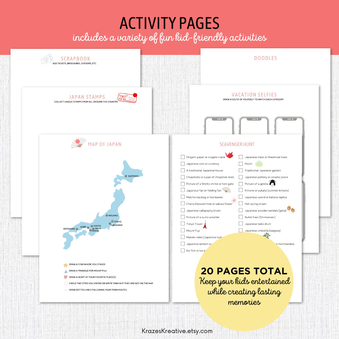 Japan Travel Activity Journal for Kids and Teens Vacation Diary ...