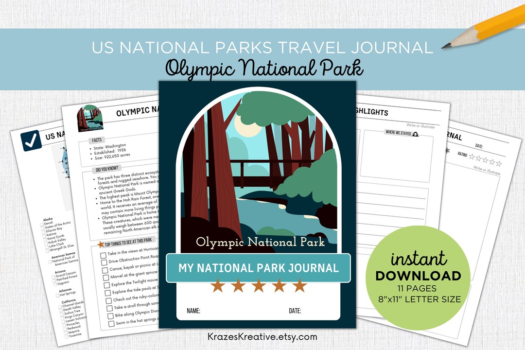 Olympic National Park Travel Journal Kids Vacation Activity Diary ...