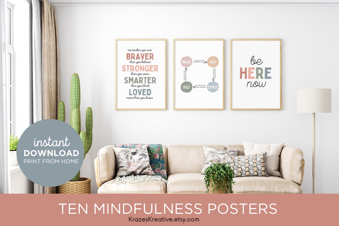 Mindfulness Mental Health Posters for Playroom Office Decor School ...