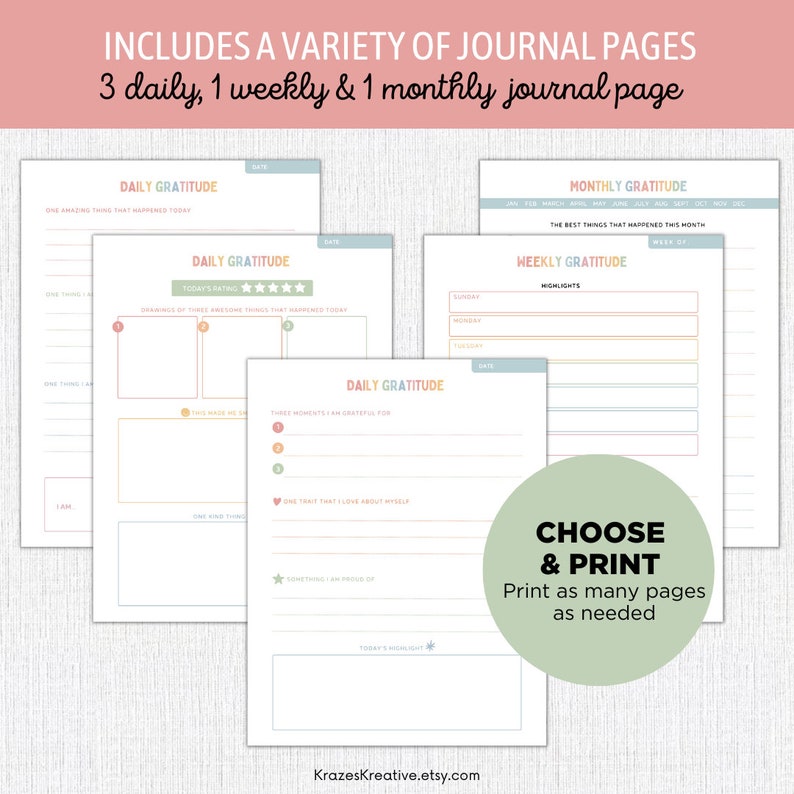 Gratitude Journal for Kids and Teens Mental Health Journal Printable ...