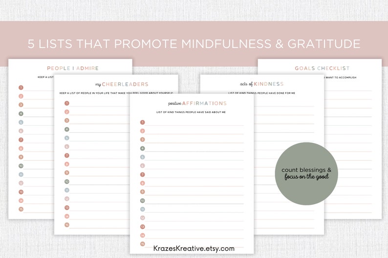 Mindfulness Journal for Kids and Teens Mental Health Journal Printable ...