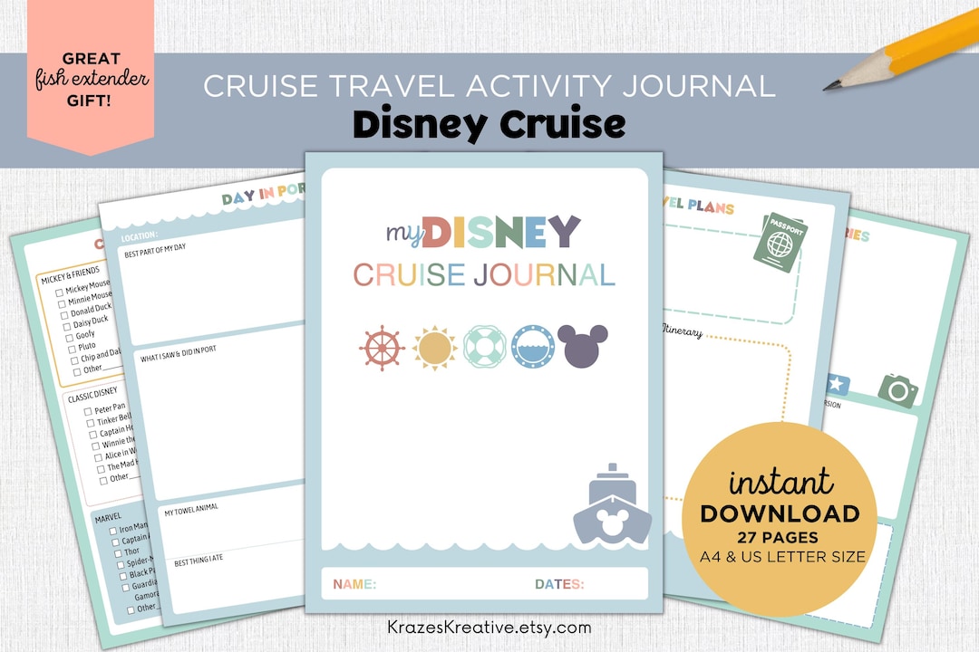DCL Cruise Kids Travel Activity Journal - Fish Extender Gift - Cruise ...