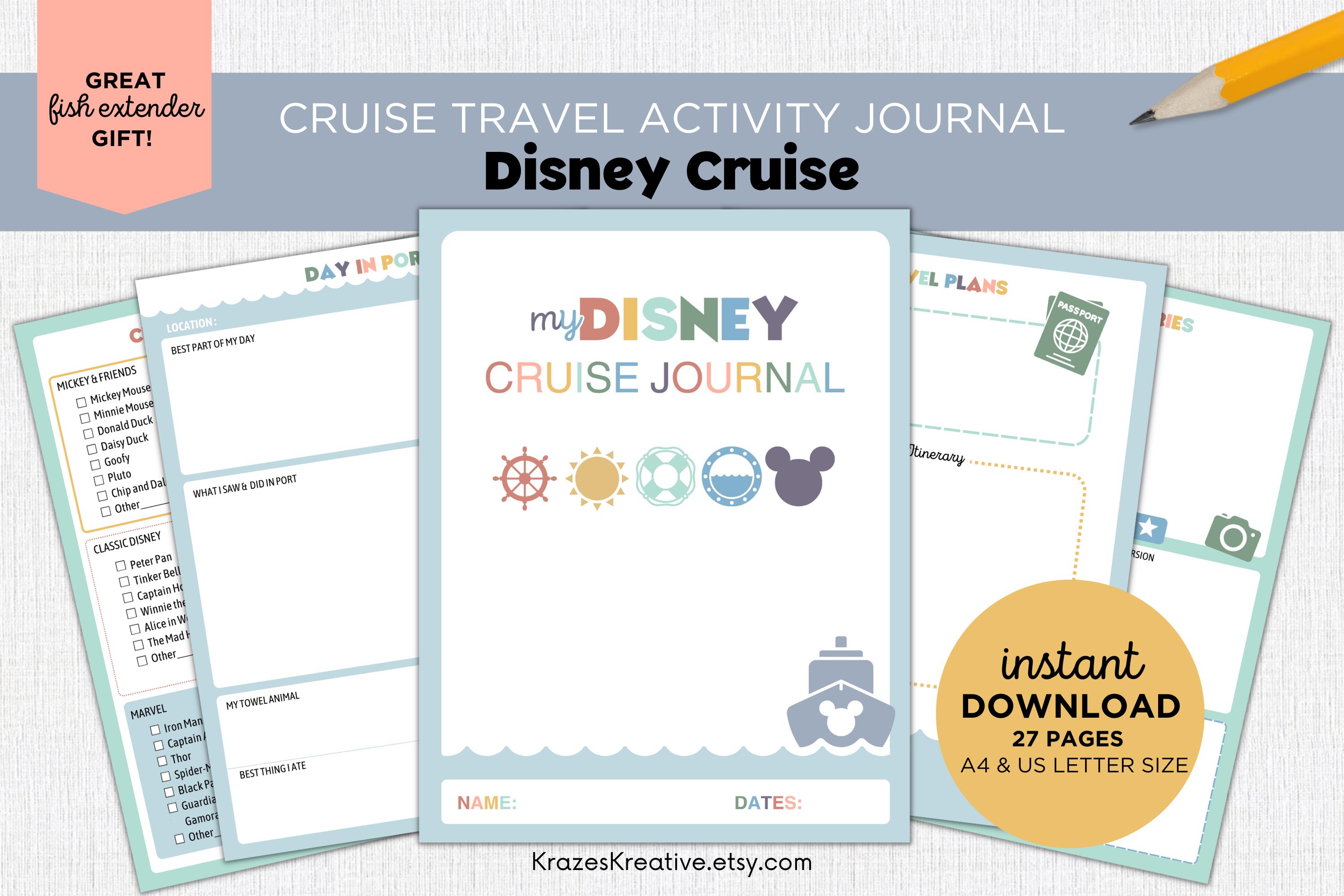 DCL Cruise Kids Travel Activity Journal - Fish Extender Gift - Cruise ...