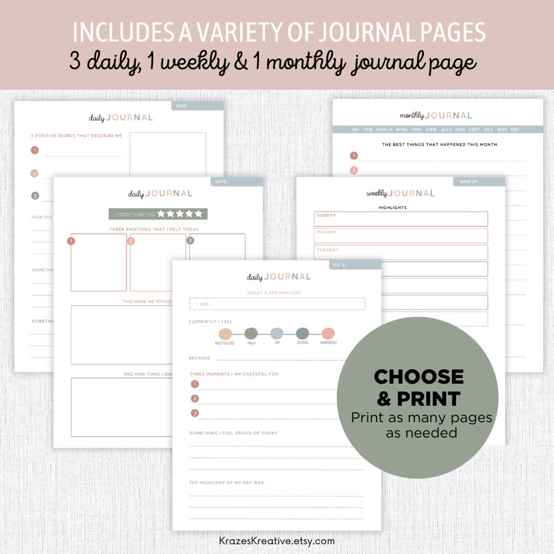 Mindfulness Journal for Kids and Teens Mental Health Journal Printable ...