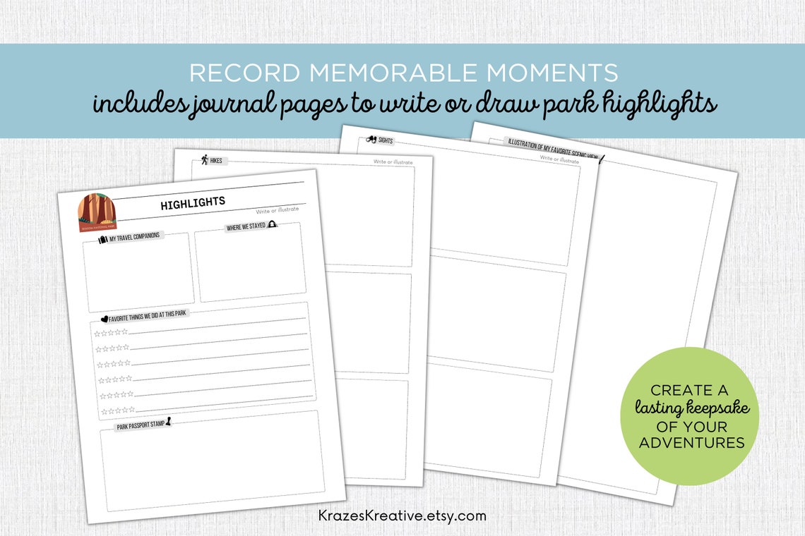 Acadia National Park Printable Travel Journal - Digital Download Kids ...