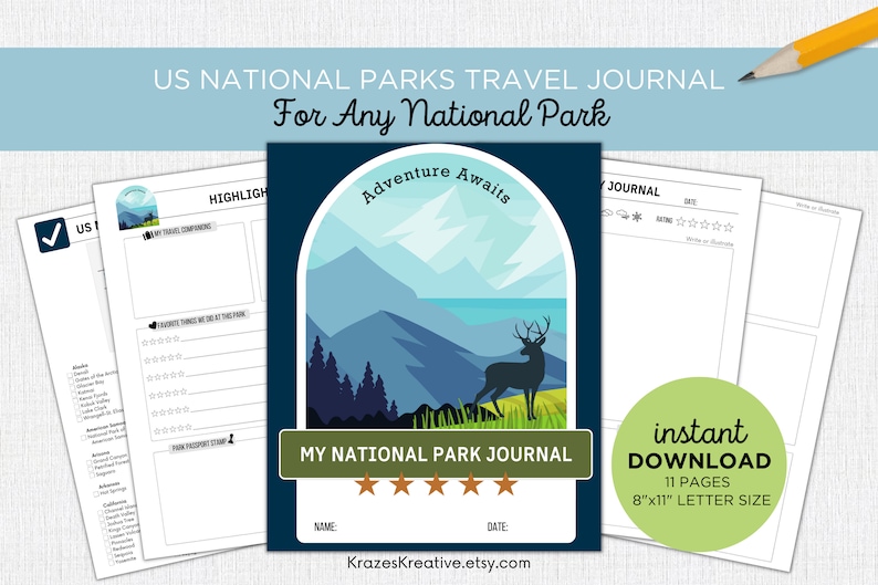 US National Park Travel Journal Kids Vacation Activity Diary Nature ...