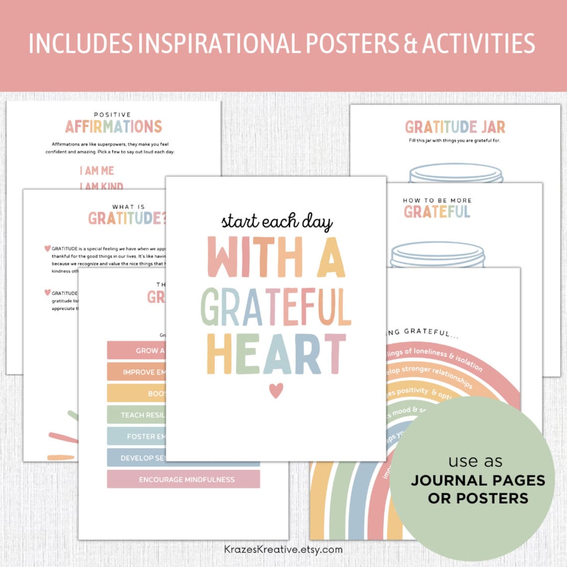 Gratitude Journal for Kids and Teens Mental Health Journal Printable ...