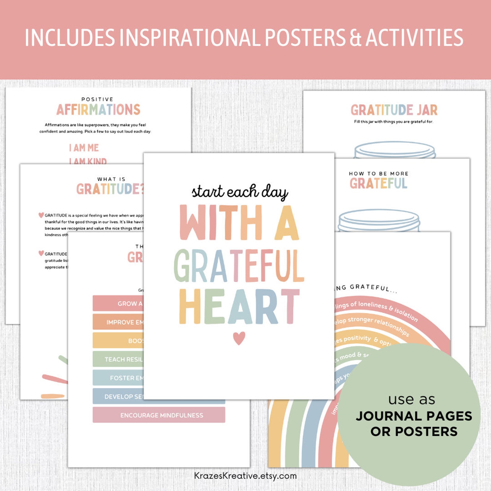 Gratitude Journal for Kids and Teens Mental Health Journal Printable ...