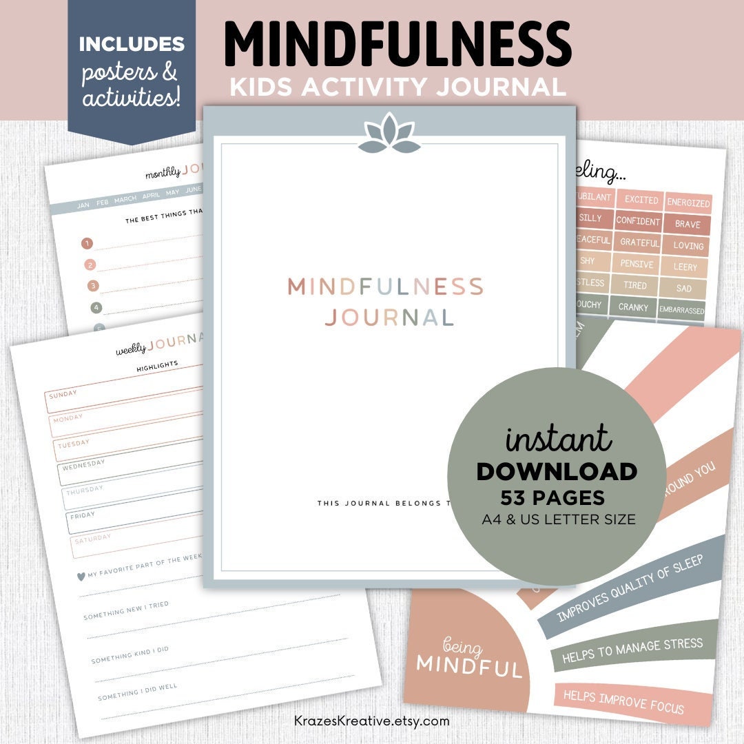 Mindfulness Journal for Kids and Teens Mental Health Journal Printable ...