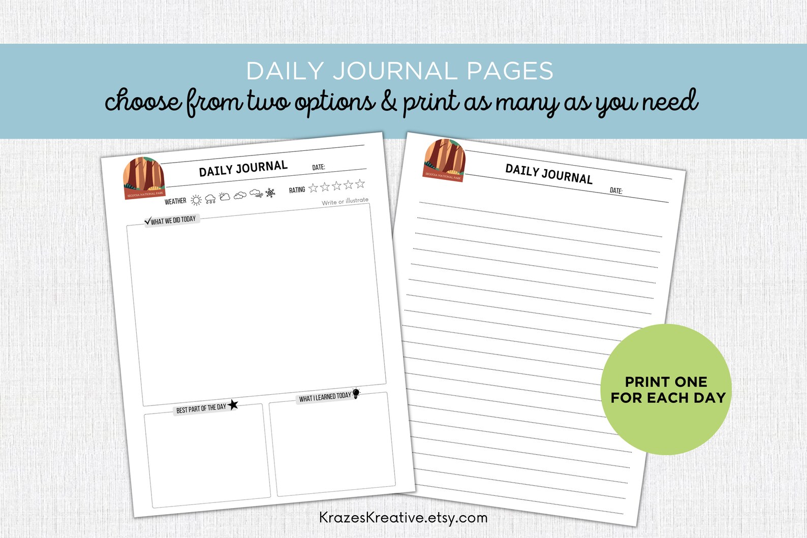 Acadia National Park Printable Travel Journal - Digital Download Kids ...