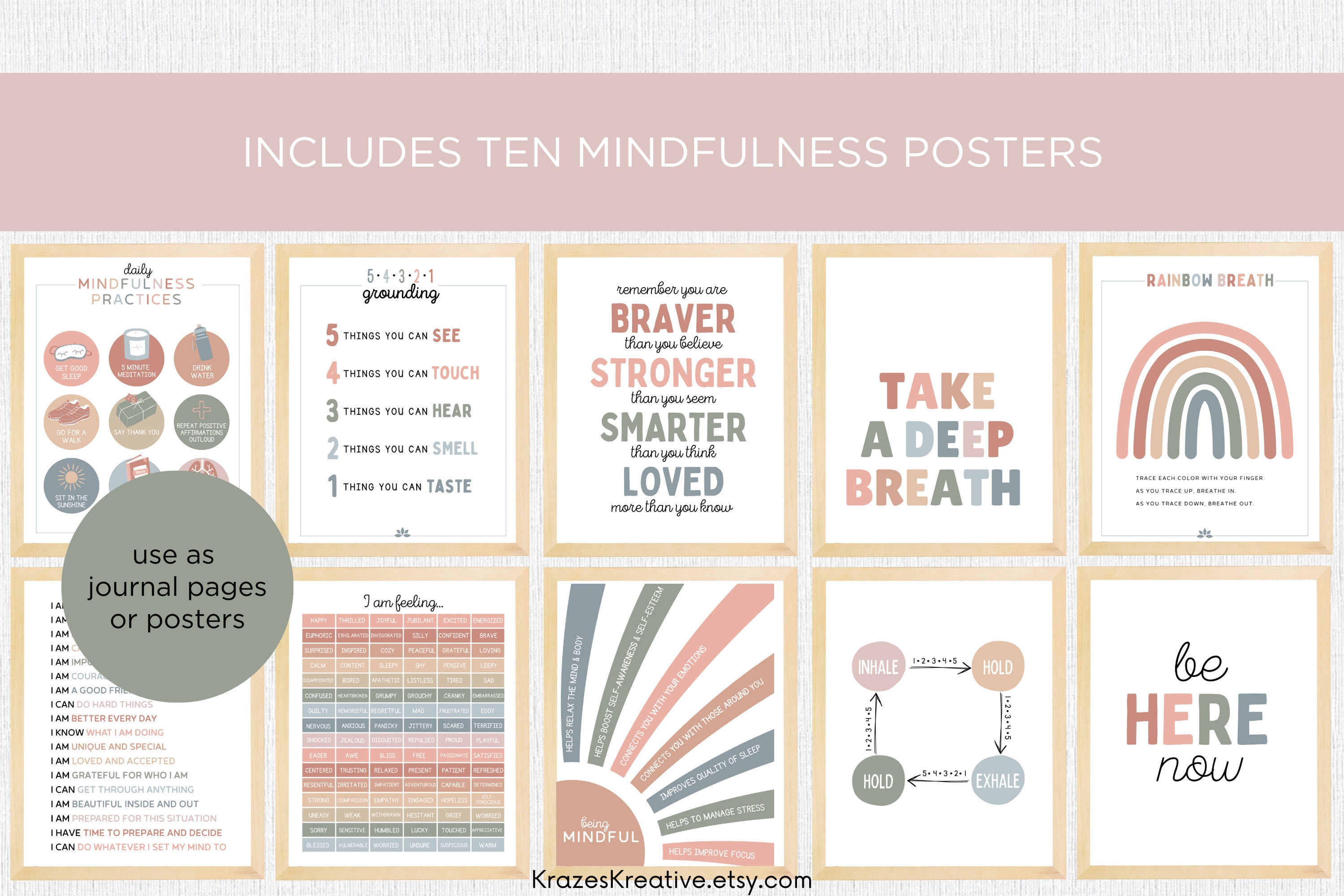 Mindfulness Journal for Kids and Teens Mental Health Journal Printable ...