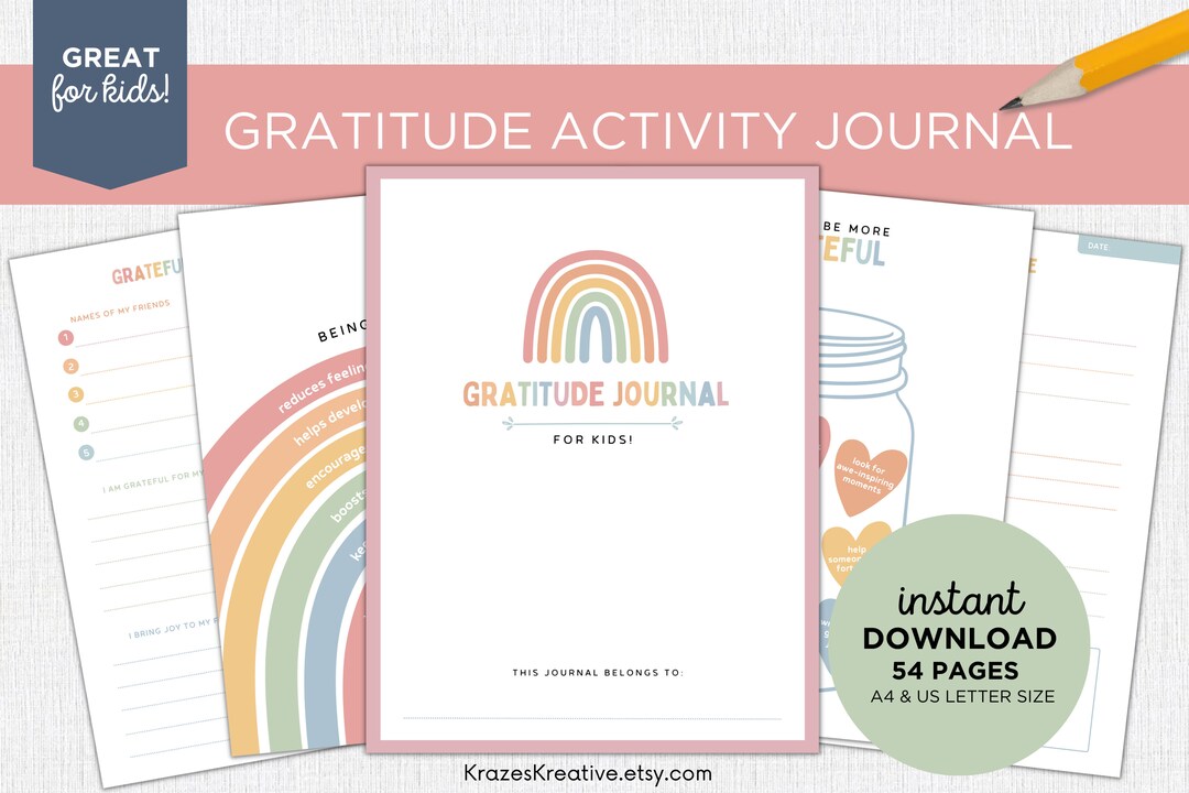 Gratitude Journal for Kids and Teens Mental Health Journal Printable ...