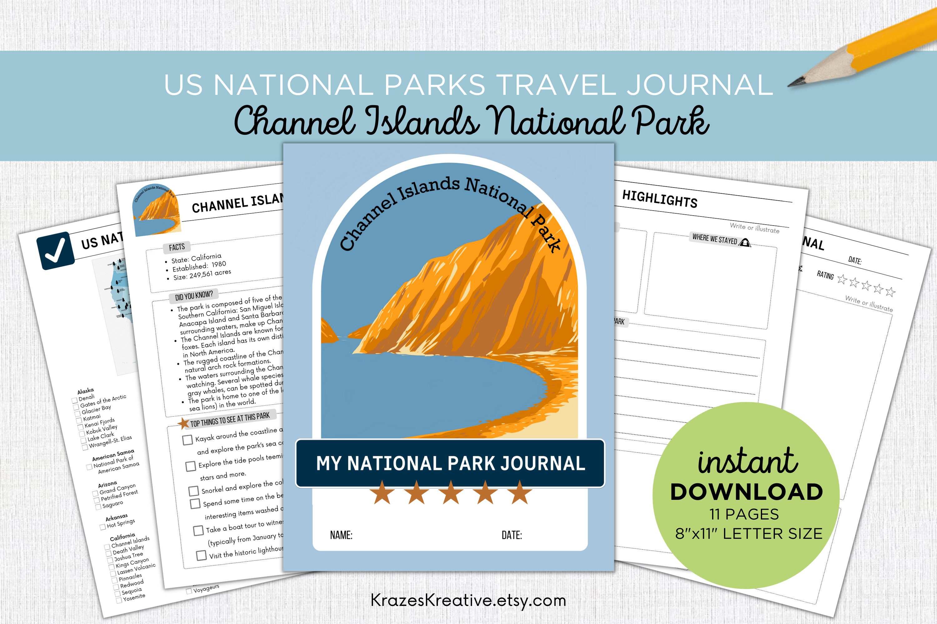 Channel Islands National Park Printable Travel Journal - Digital ...