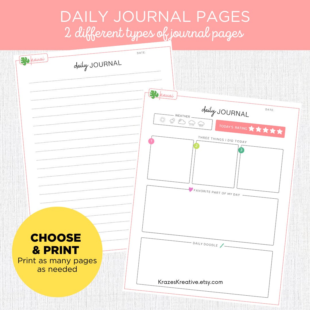 Kauai Hawaii Travel Journal for Kids and Teens Vacation Diary Printable ...